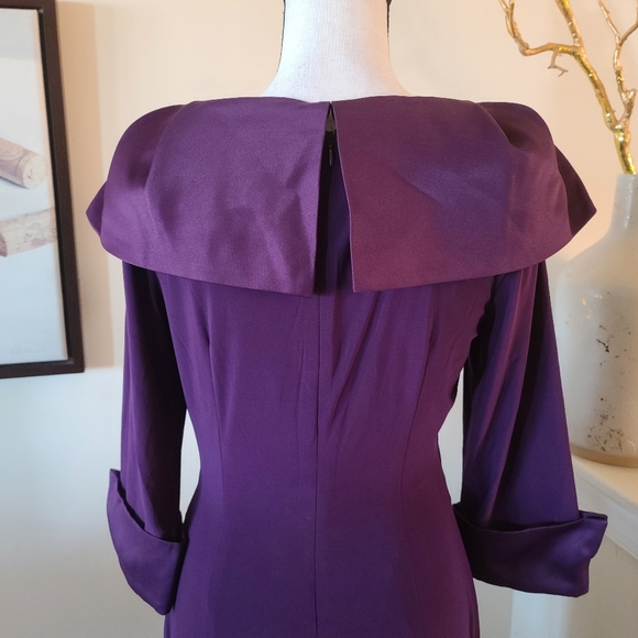 Jessica Howard | Dresses | Jessica Howard Purple Satin Portrait Collar ...